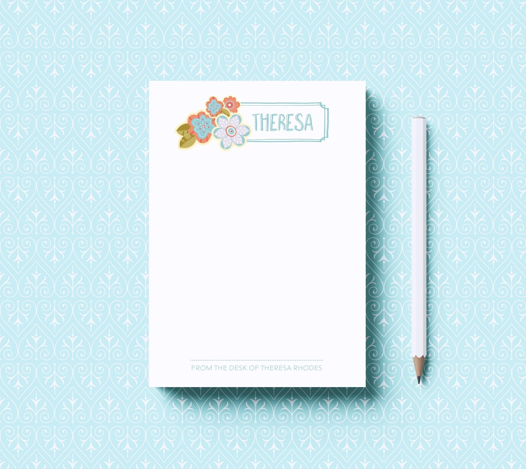 Summer Posies Custom Note Pad | Monogrammed Note Pad Available in ...
