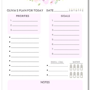 Pastel Floral Custom Planner Note Pad | Daily, Weekly and Weekly Menu ...