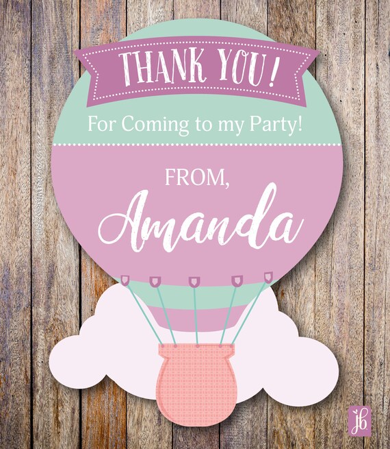 Hot Air Balloon Gift Tag Sticker Personalized Party Labels | Etsy