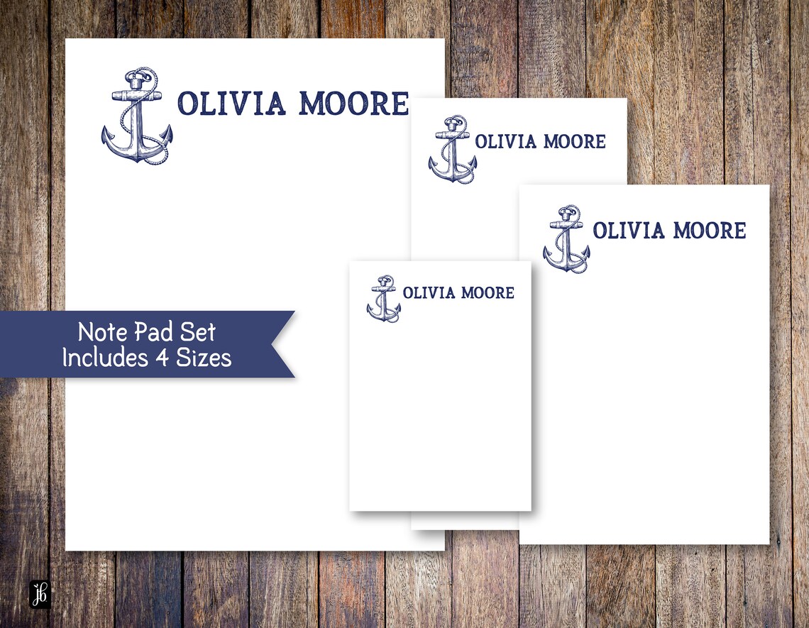 Nautical Anchor Personalized Notepad Personalized Stationery - Etsy