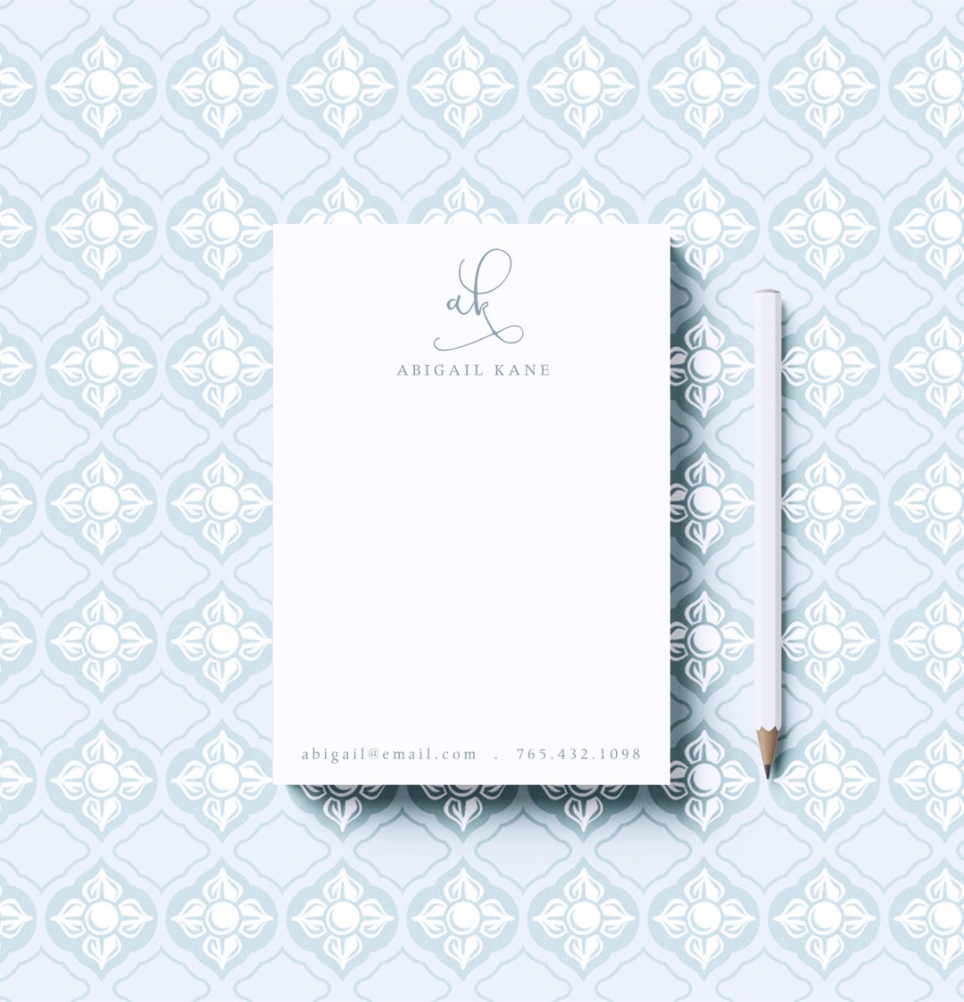 Swash Monogram Personalized Notepad | Personalized Stationery Note Pad ...