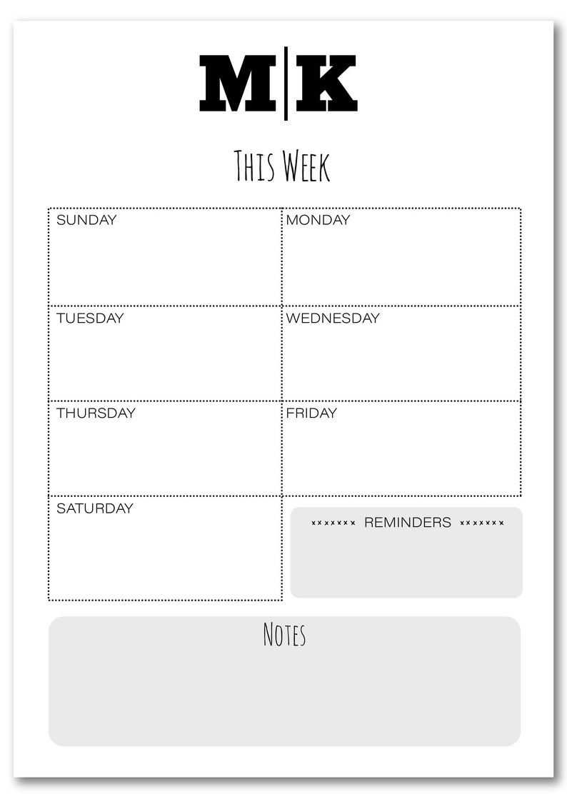 Bold Monogram Custom Planner Note Pad Daily Weekly and - Etsy