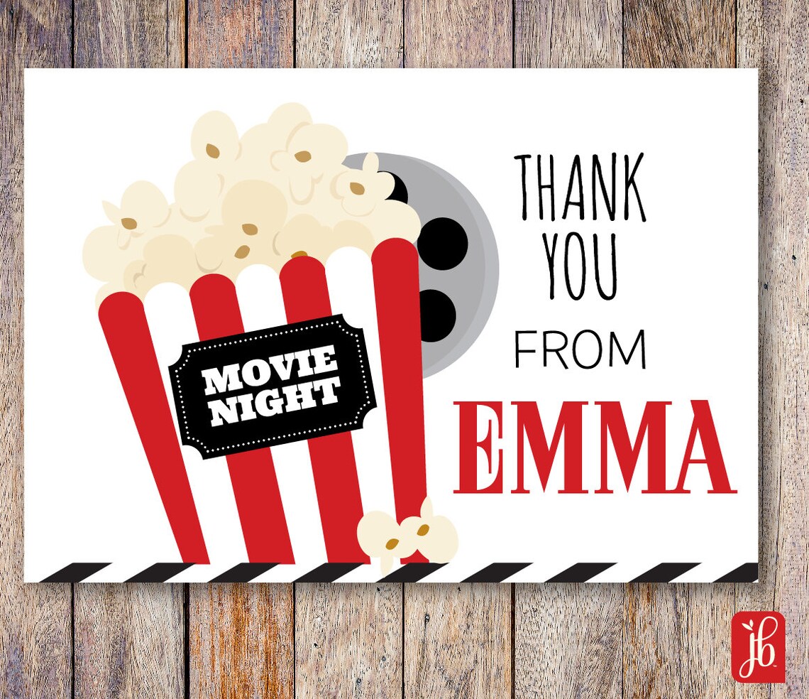 Movie Night Custom Birthday Thank You Personalized Thank You | Etsy