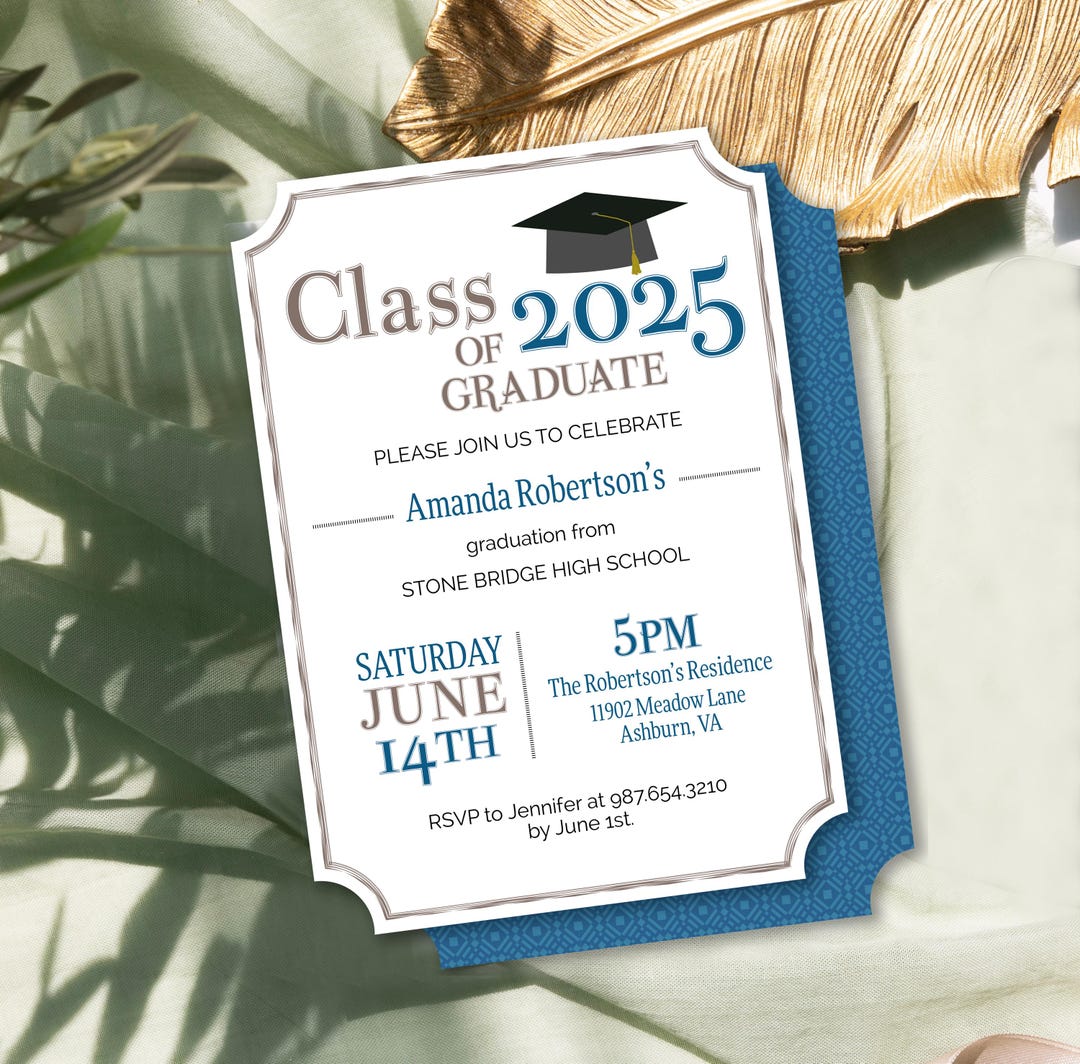Custom Die Cut Graduation Invitation: Class of 2025, Linen Card - Etsy