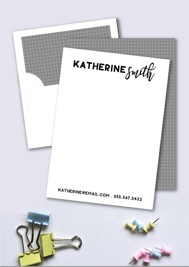 Block Script Personalized Stationery Set Envelopes With - Etsy