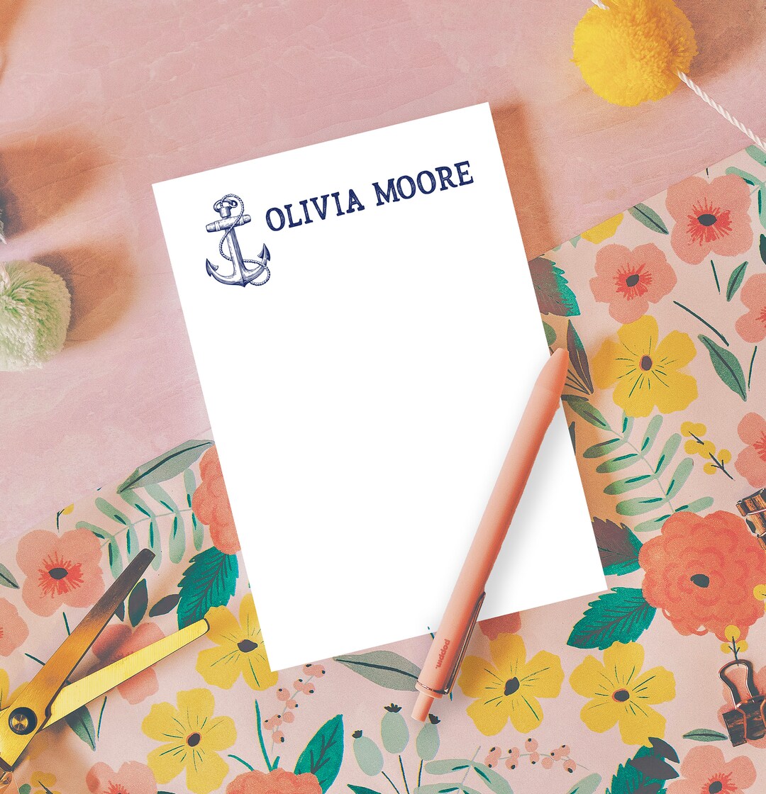 Nautical Anchor Personalized Notepad Personalized Stationery Note Pad ...