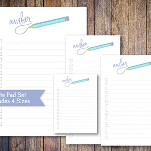 Custom Blue Pencil Note Pad Personalized Stationery Note Pad Kitchen ...