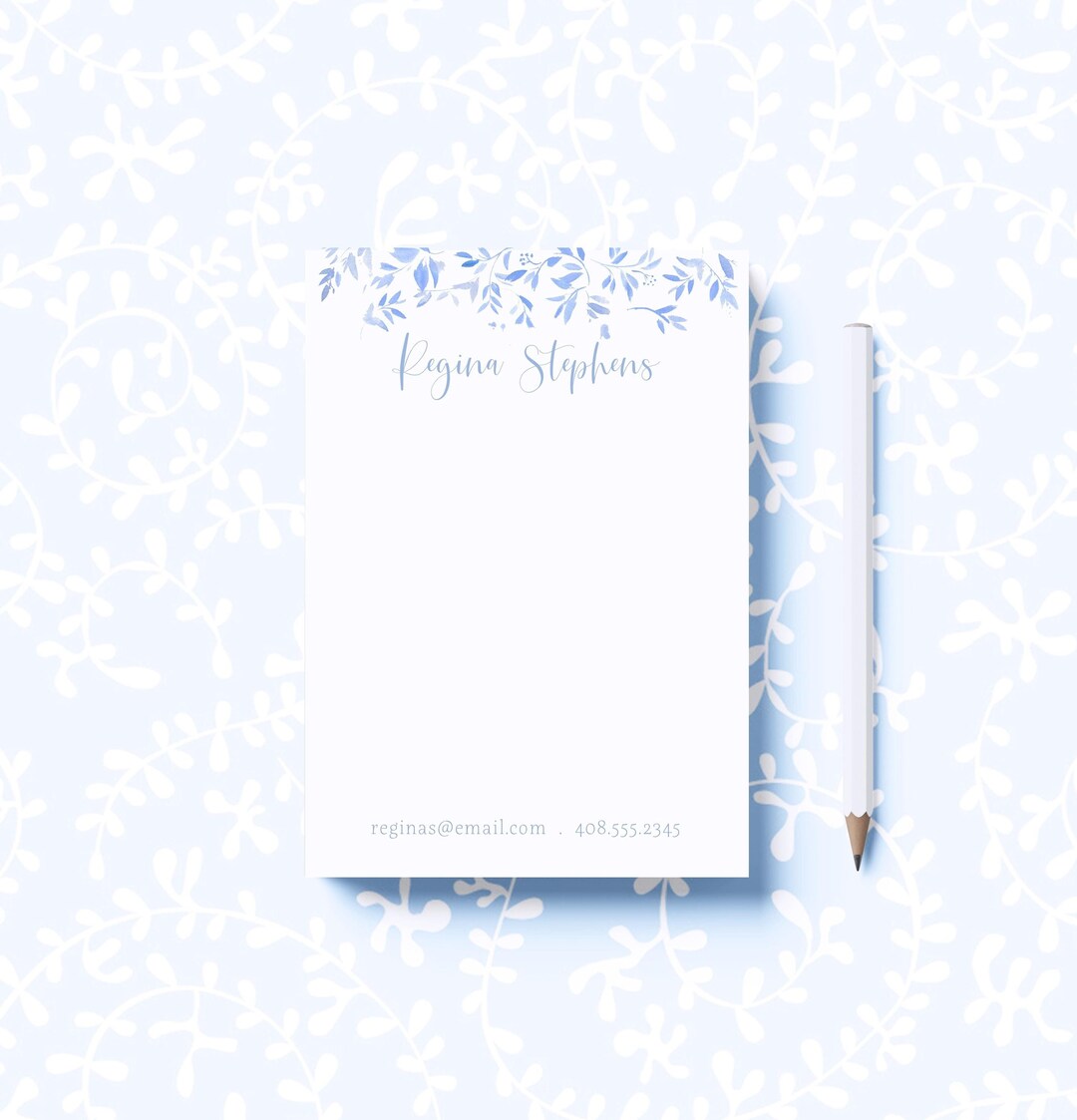 Porcelain Blue Personalized Notepad | Personalized Stationery Note Pad ...