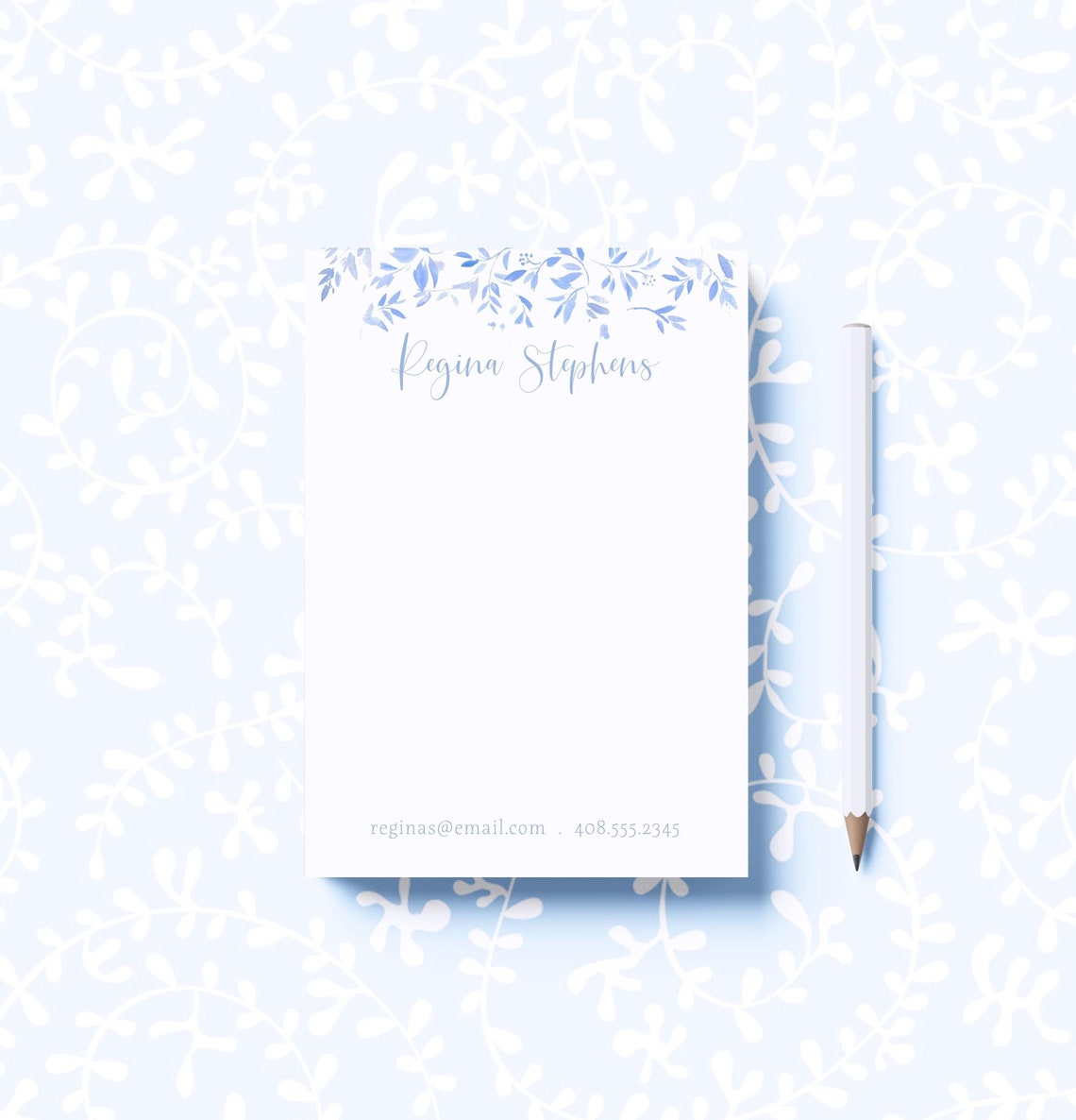 Porcelain Blue Personalized Notepad | Personalized Stationery Note Pad ...