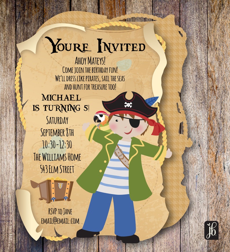 Pirate Invitation Custom Personalized Die Cut Party - Etsy