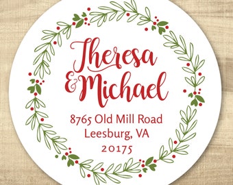 Christmas Return Address Labels Chevron Personalized Address Label Red ...
