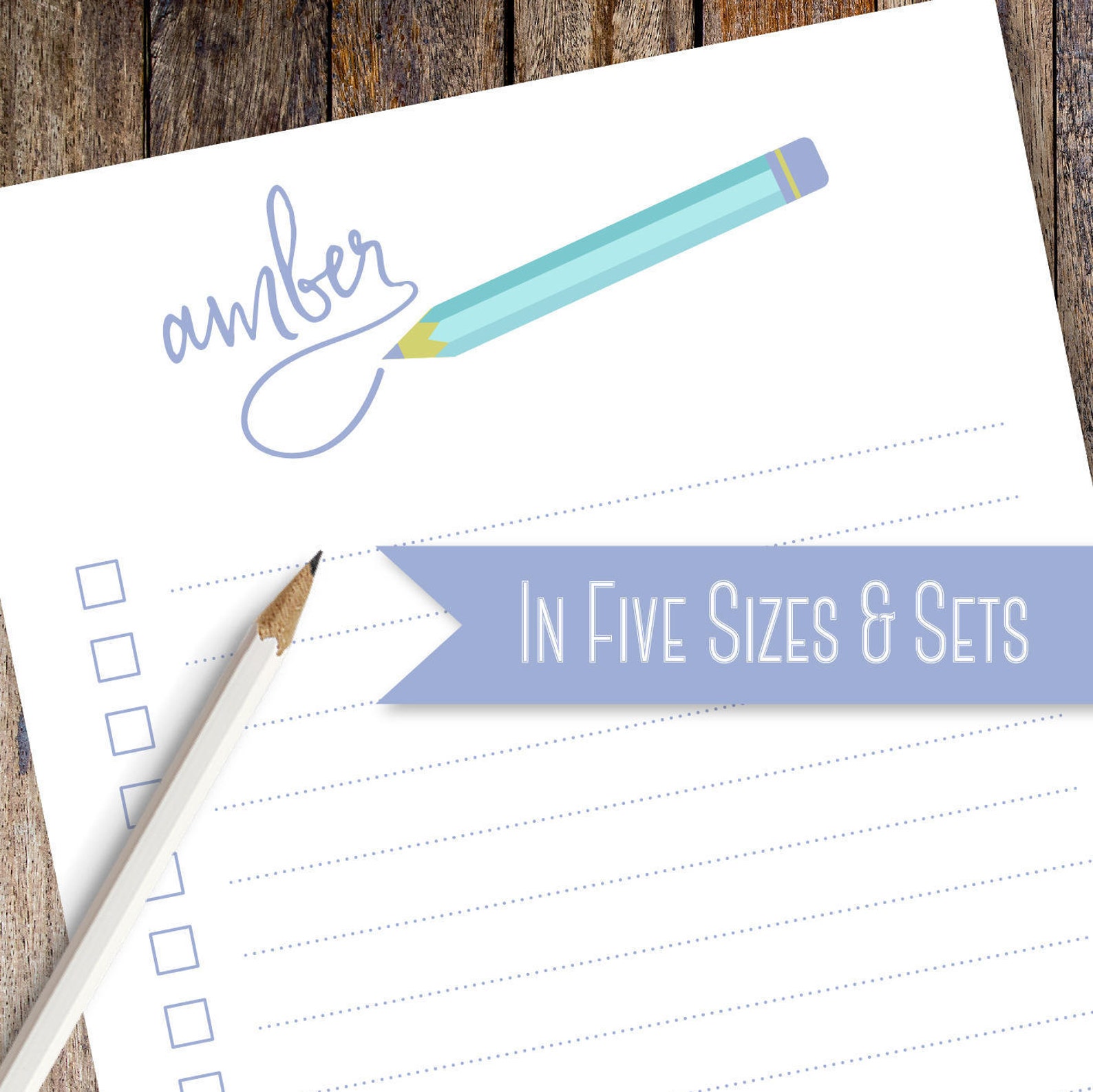 Custom Blue Pencil Note Pad Personalized Stationery Note Pad | Etsy