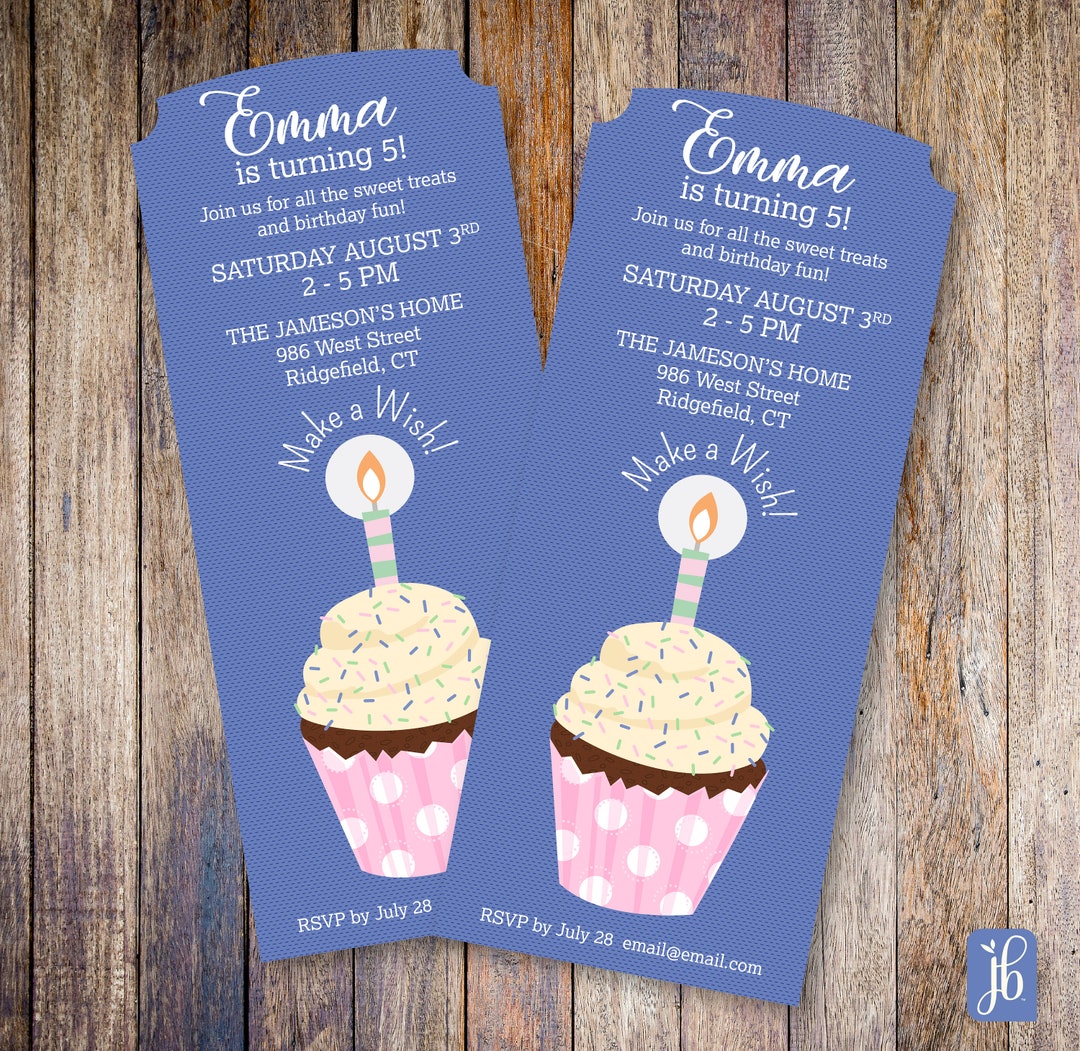 Custom Die Cut Cupcake Birthday Invitation, Personalized Sweet Treat ...