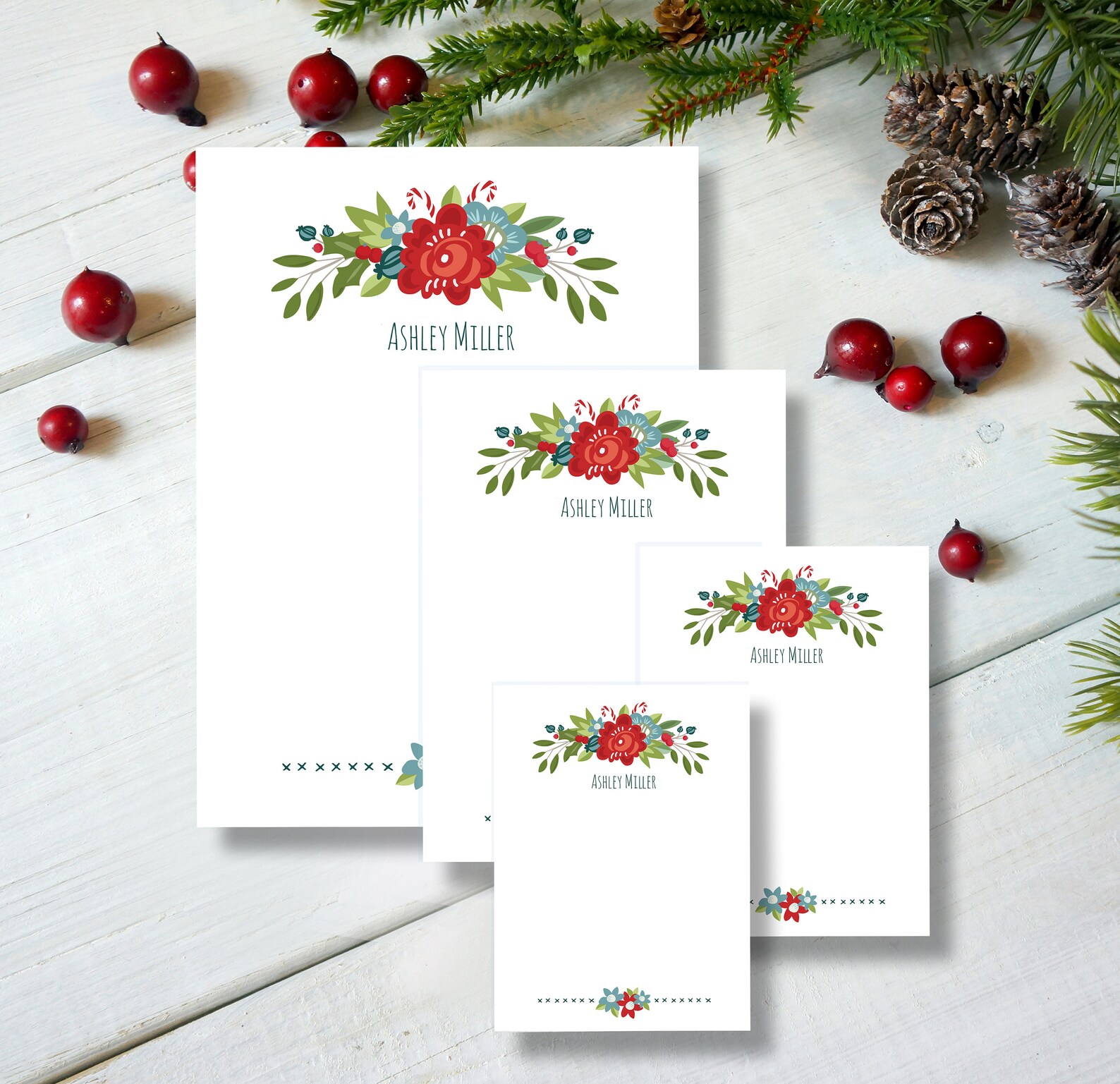 Personalized Christmas Primrose Notepad: Holiday Stationery Gift - Etsy
