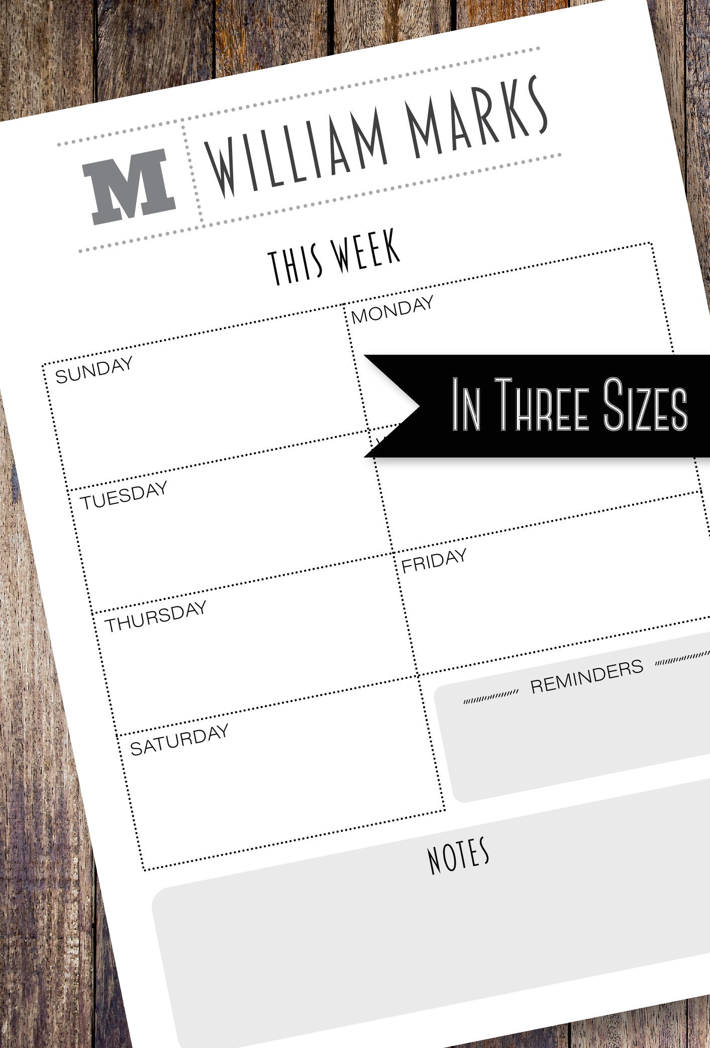 Grey Monogram and Name Custom Planner Note Pad Daily Weekly | Etsy