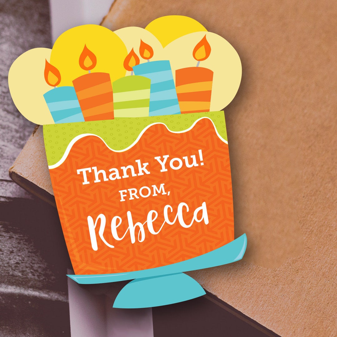 Birthday Cake Gift Tag Sticker | Personalized Party Labels | Custom ...