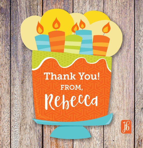 Birthday Cake Gift Tag Sticker Personalized Party Labels | Etsy