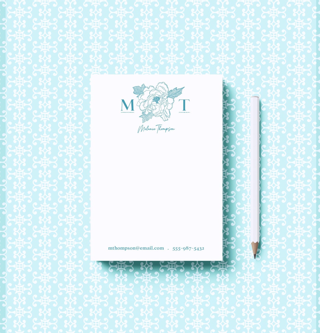 Birth Flower Monogram Personalized Notepad | Personalized Stationery ...