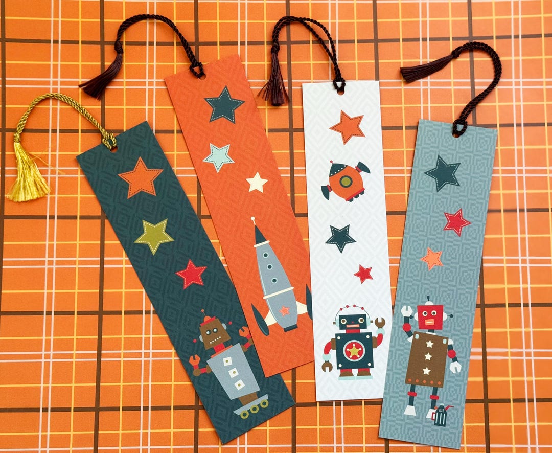 Robot Bookmarks for Kids: Set of 4, Colorful Tassel Book Markers - Etsy