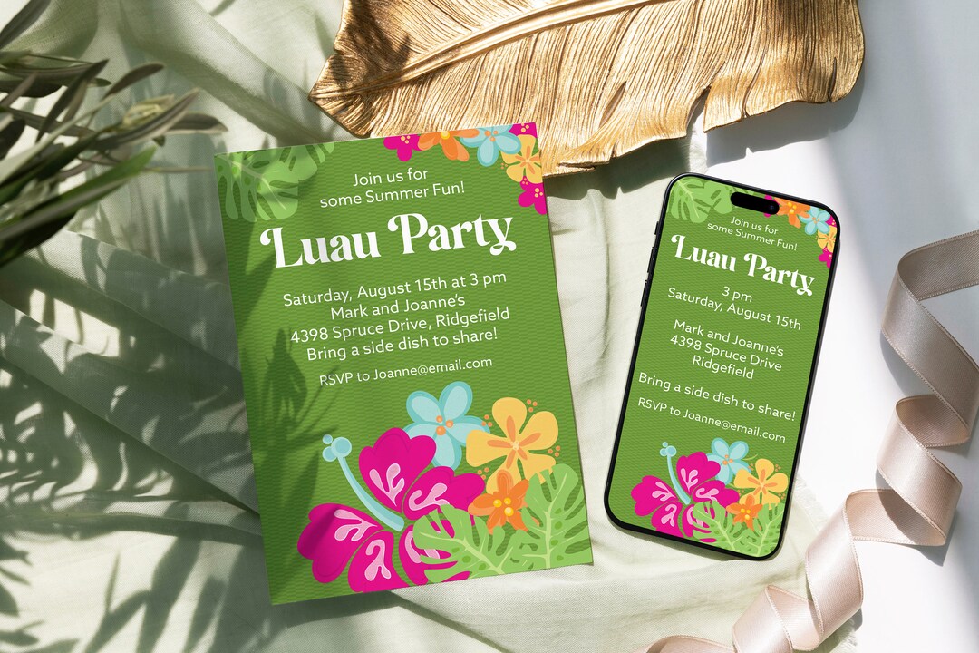 Luau Party DIGITAL Party Invitation | Birthday Invite | Digital ...