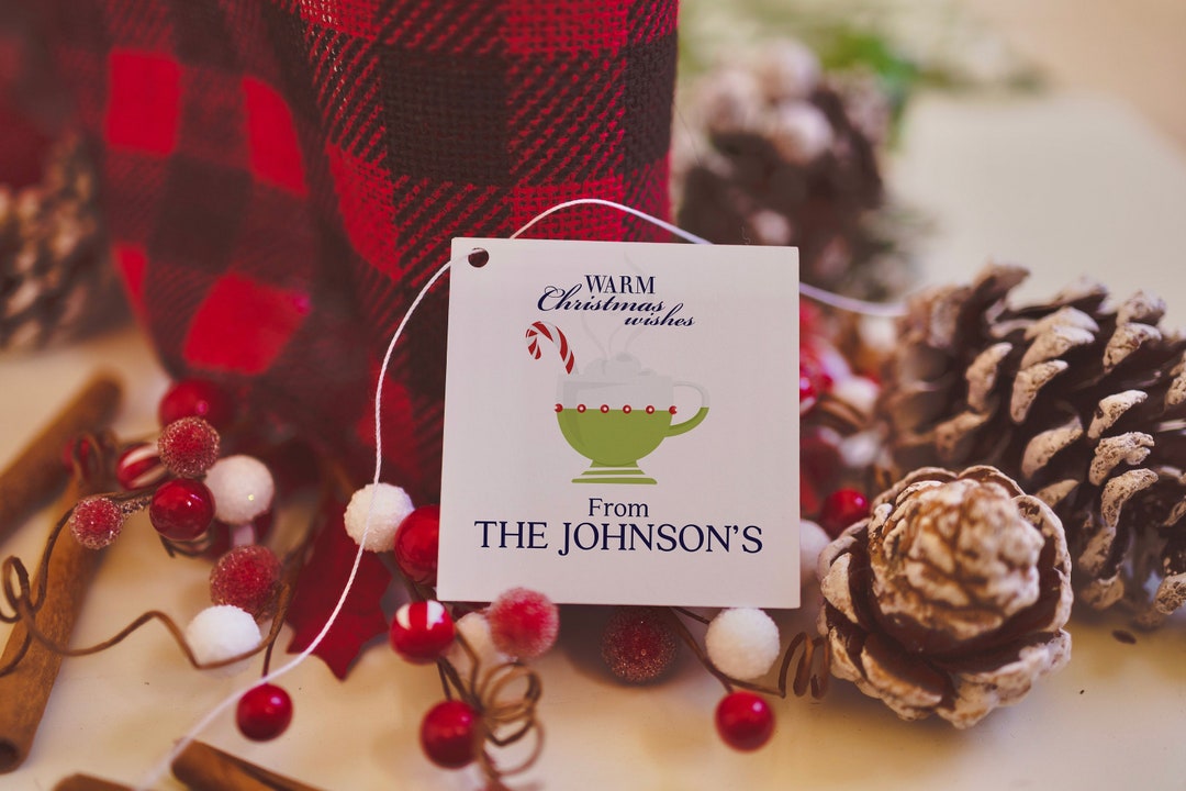 Personalized Christmas Cup Holiday Gift Tag or Sticker - Etsy