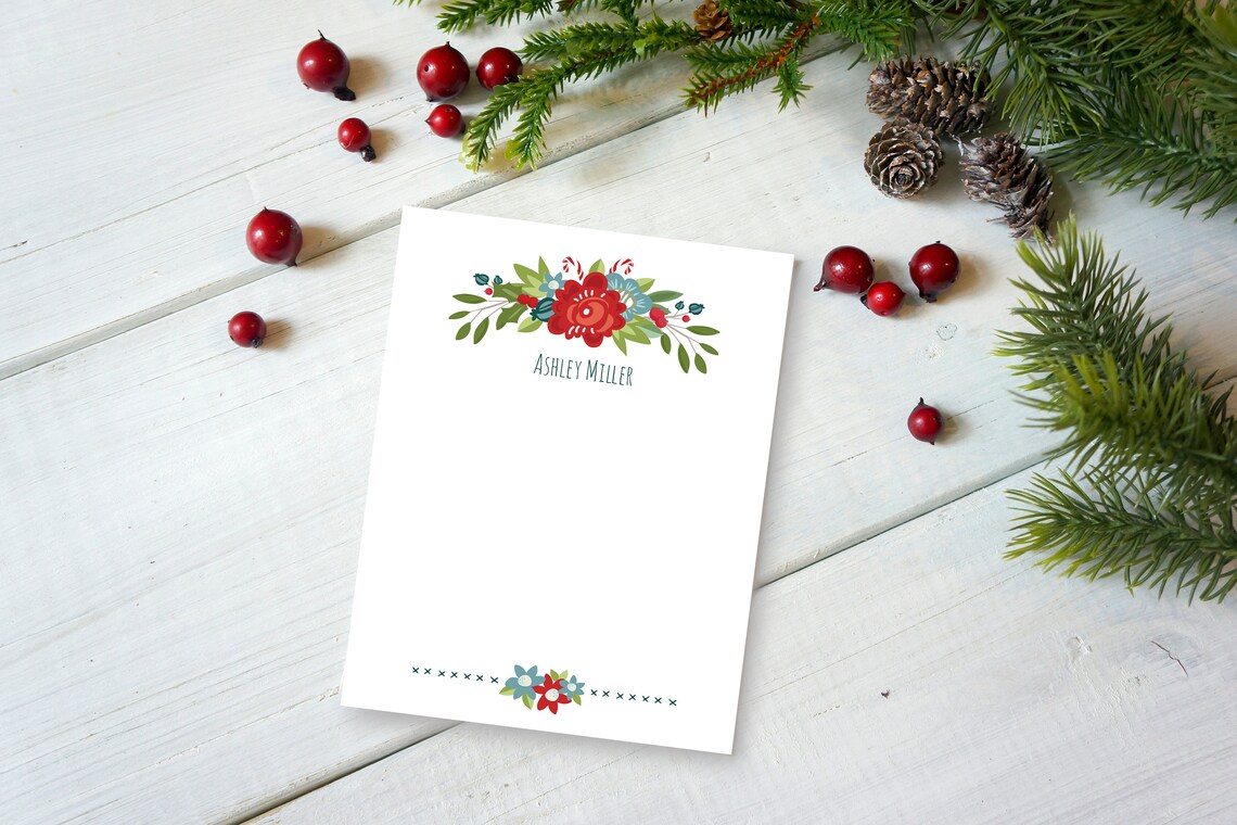 Personalized Christmas Primrose Notepad: Holiday Stationery Gift - Etsy