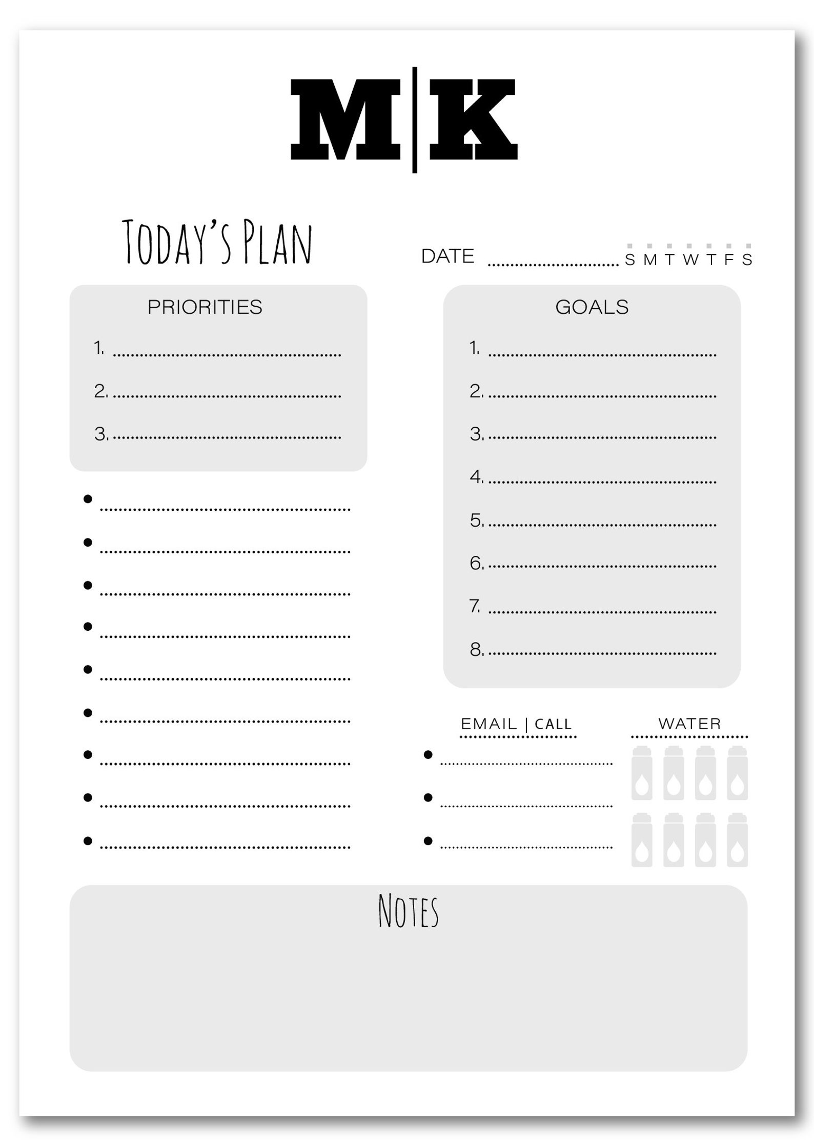 Bold Monogram Custom Planner Note Pad Daily Weekly and - Etsy