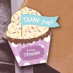 Cupcake Party Gift Tag Sticker | Personalized Cupcake Party Labels ...