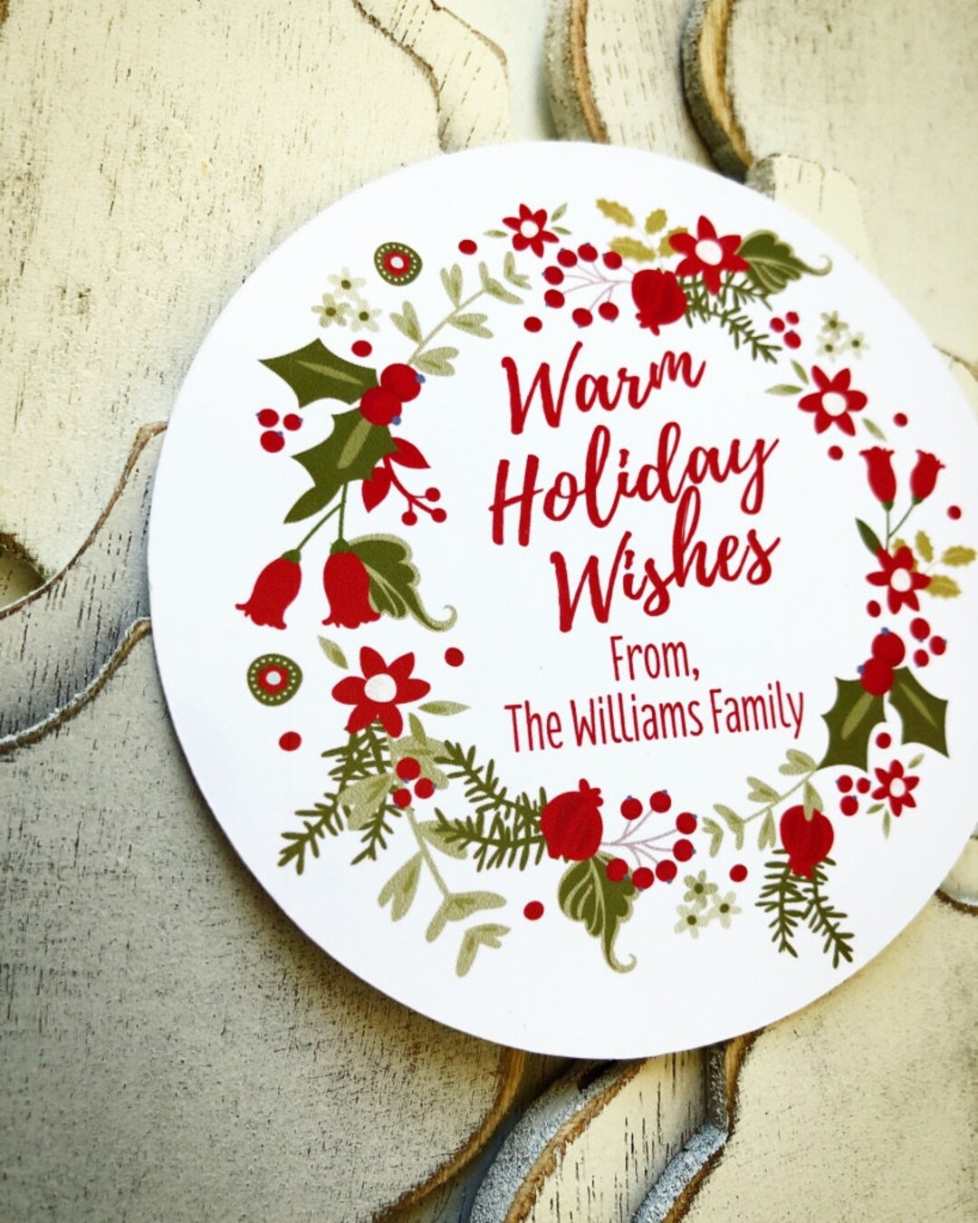 Personalized Christmas Garland Holiday Gift Tags, Holiday Labels ...