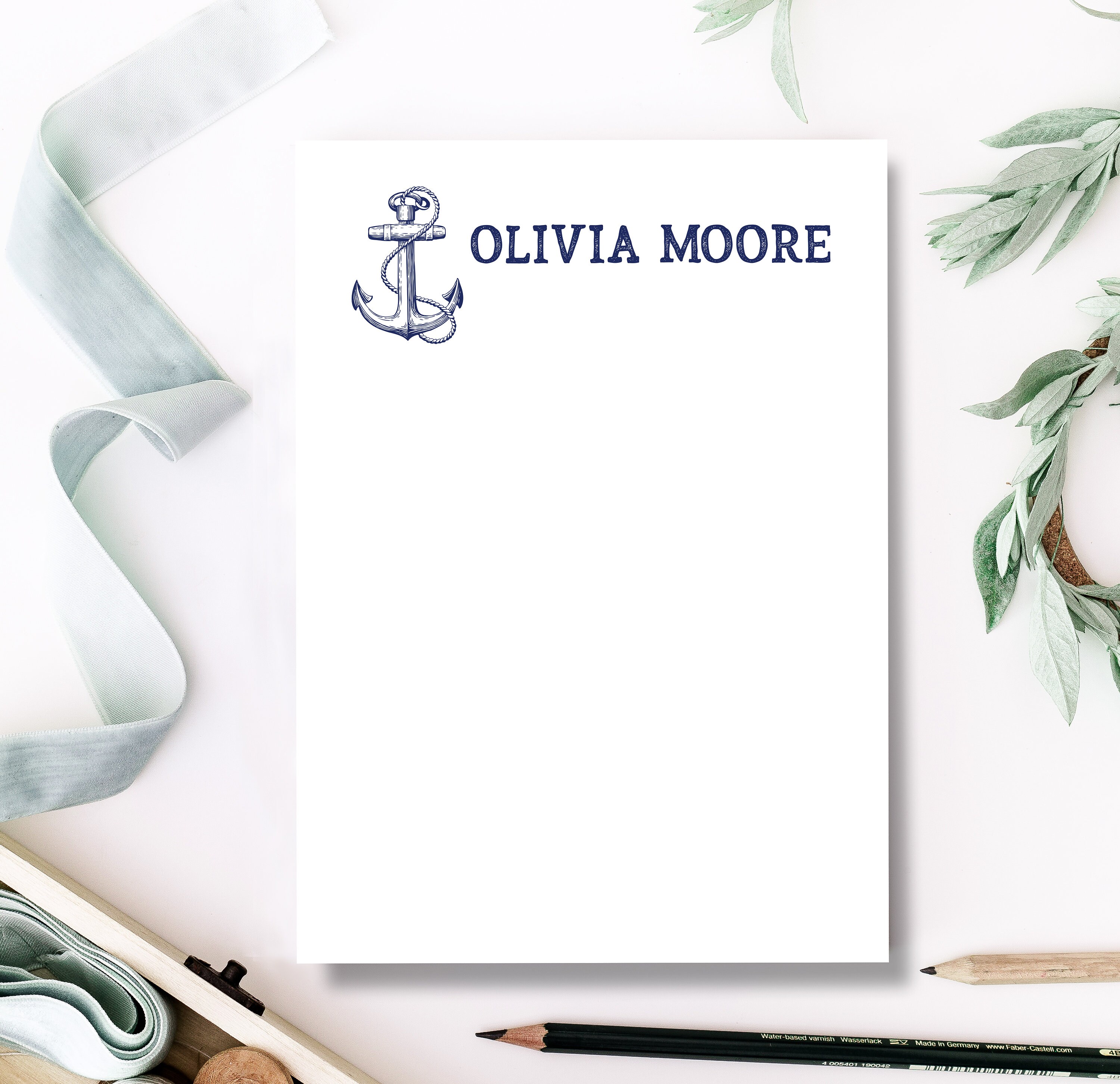 Nautical Anchor Personalized Notepad | Personalized Stationery Note Pad ...