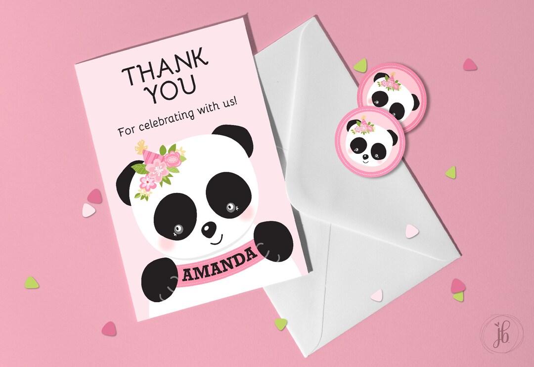 Panda Birthday Personalized Thank You Cards, Panda Party Thank You ...