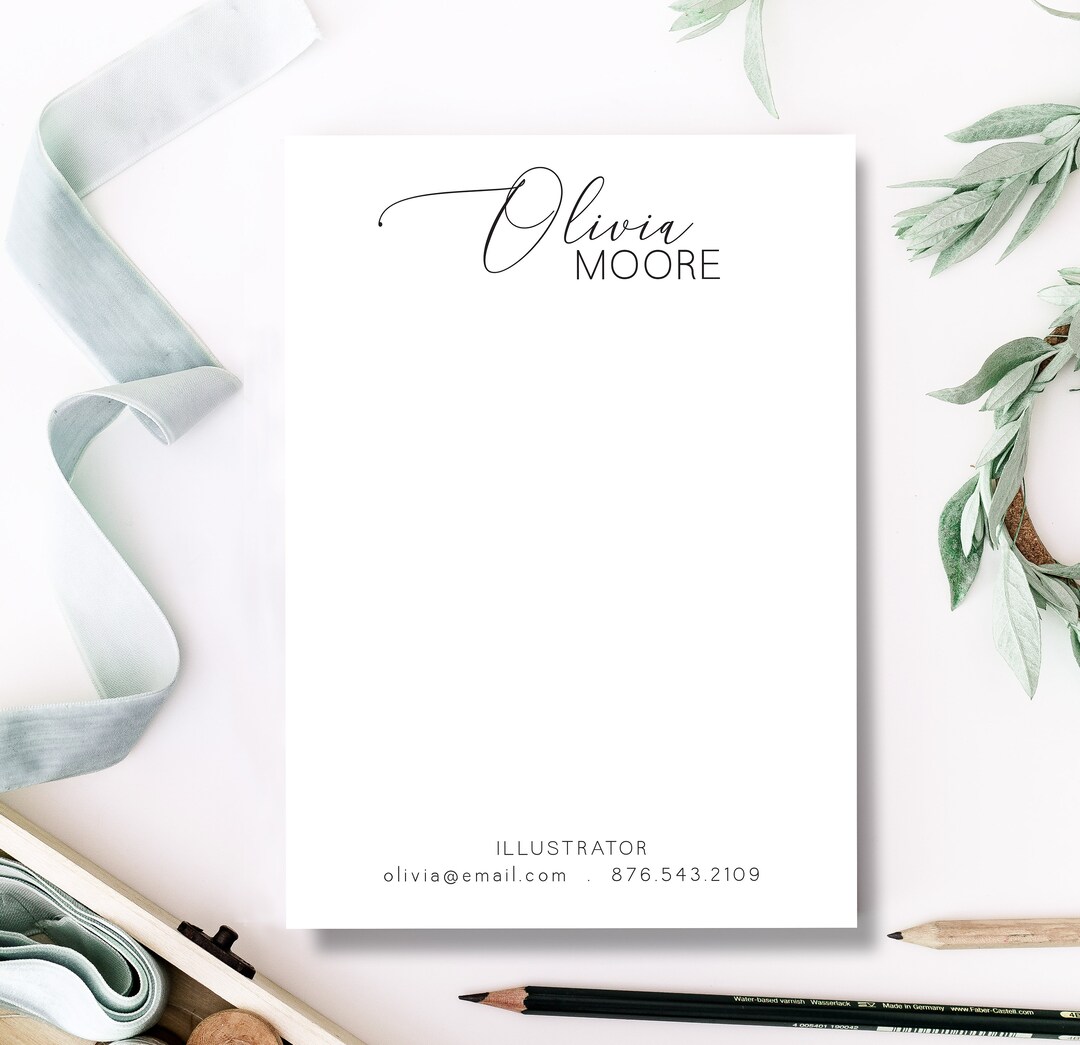 Personalized Elegant Script Notepad Personalized Stationery Note Pad 28 ...
