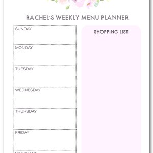 Pastel Floral Custom Planner Note Pad | Daily, Weekly and Weekly Menu ...