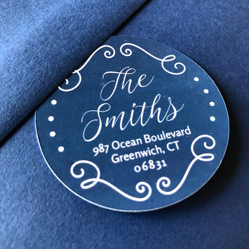 Navy Swash Return Address Sticker Personalized Return - Etsy