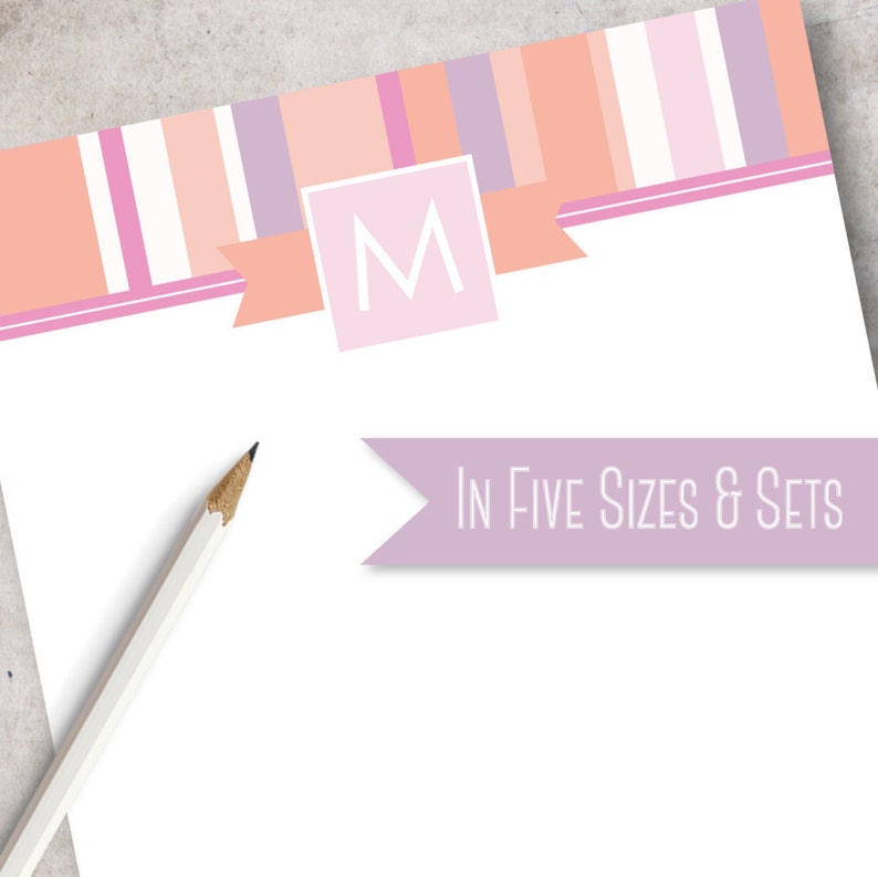 Sweet Jasmine Stripe Custom Note Pad Monogrammed Note Pad - Etsy