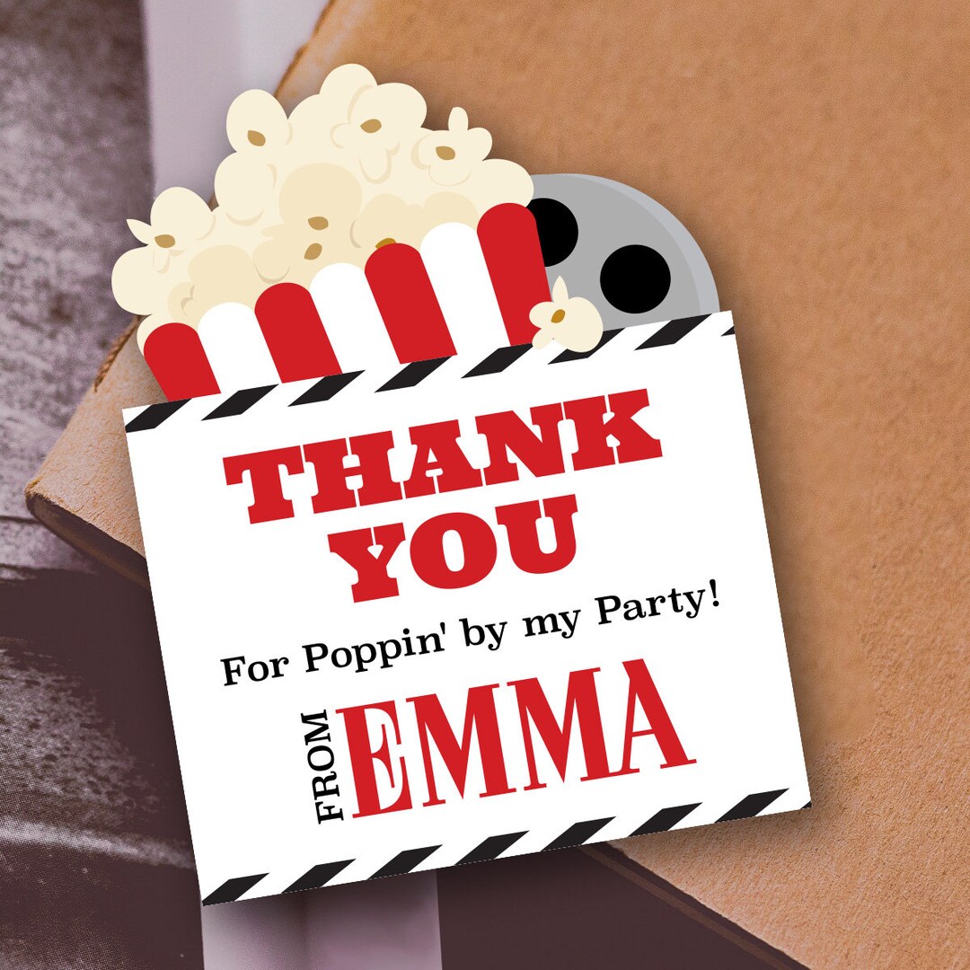 Movie Night Gift Tag Sticker | Personalized Party Labels | Custom Gift ...