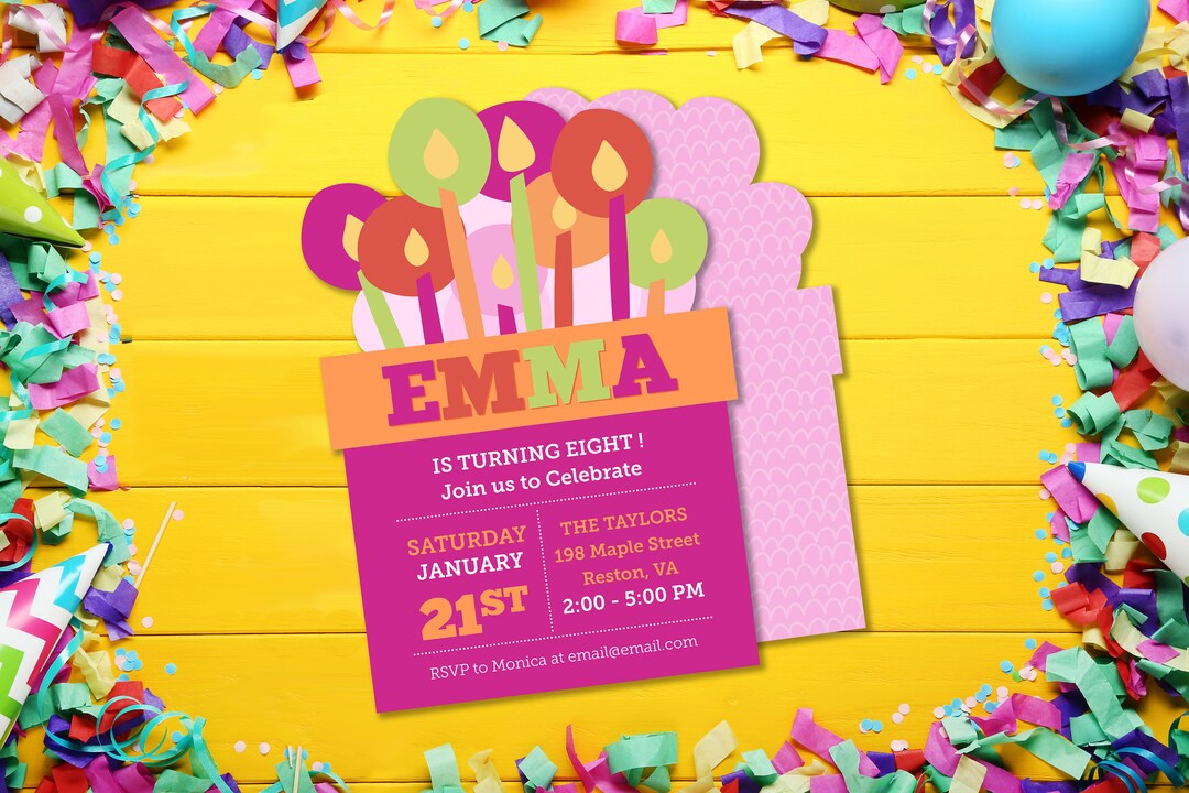 Birthday Cake Die Cut Invitation - Etsy
