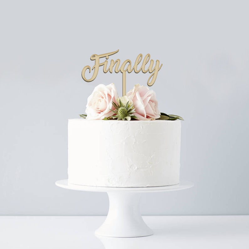Rustic Finally Wedding Cake Topper Custom Cake Topper | Etsy