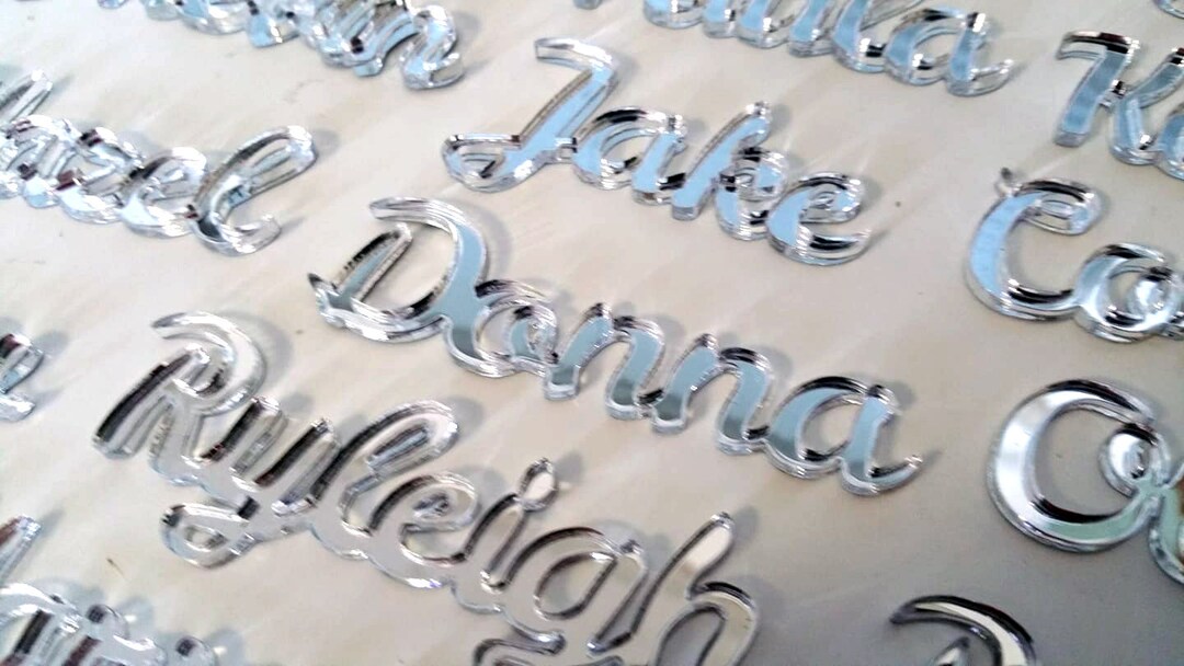 Mirror Acrylic Place Setting Names - Laser Cut Wedding Decor (set of 10 ...
