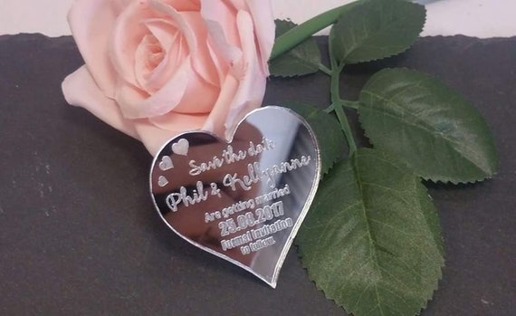 Wedding Save the Date Magnets Mirror Acrylic Heart Style - Etsy