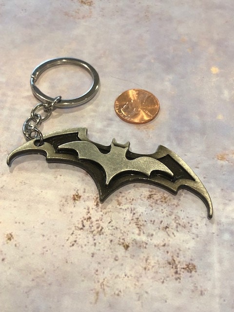 Batman Keychain l Silver and Black Batman Keychain l DC Comics | Etsy