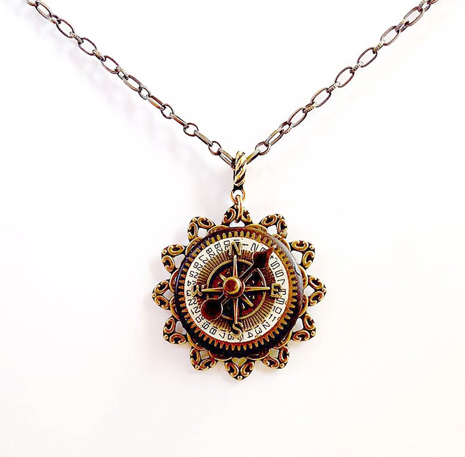 Steampunk Compass Necklace - Compass Spinner Pendant- Unique Steampunk ...