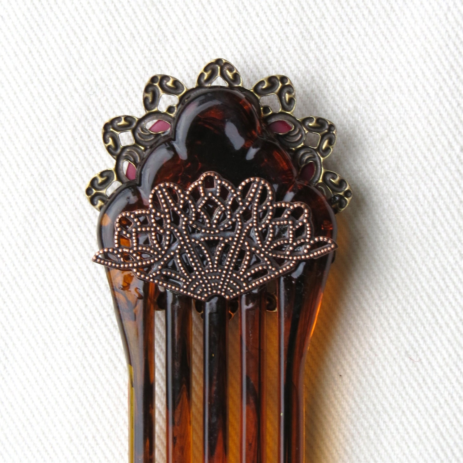 Celtic Hair Comb - Burgundy - Silver on Brass - Hair Ornament- Hair ...