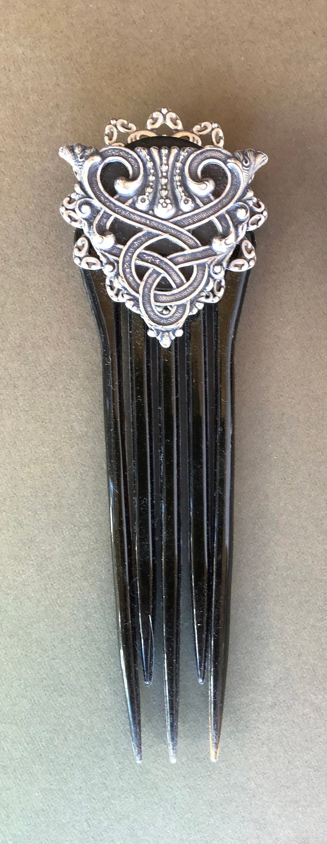 Celtic Hair Comb - Silver OR Brass Celtic Triangle - Unique Hair ...