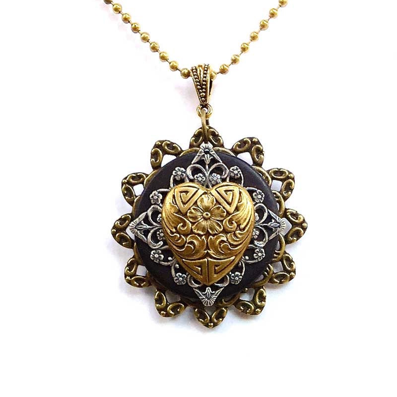 Victorian Heart Necklace - Unique Heart Pendant - Heart Pendant ...