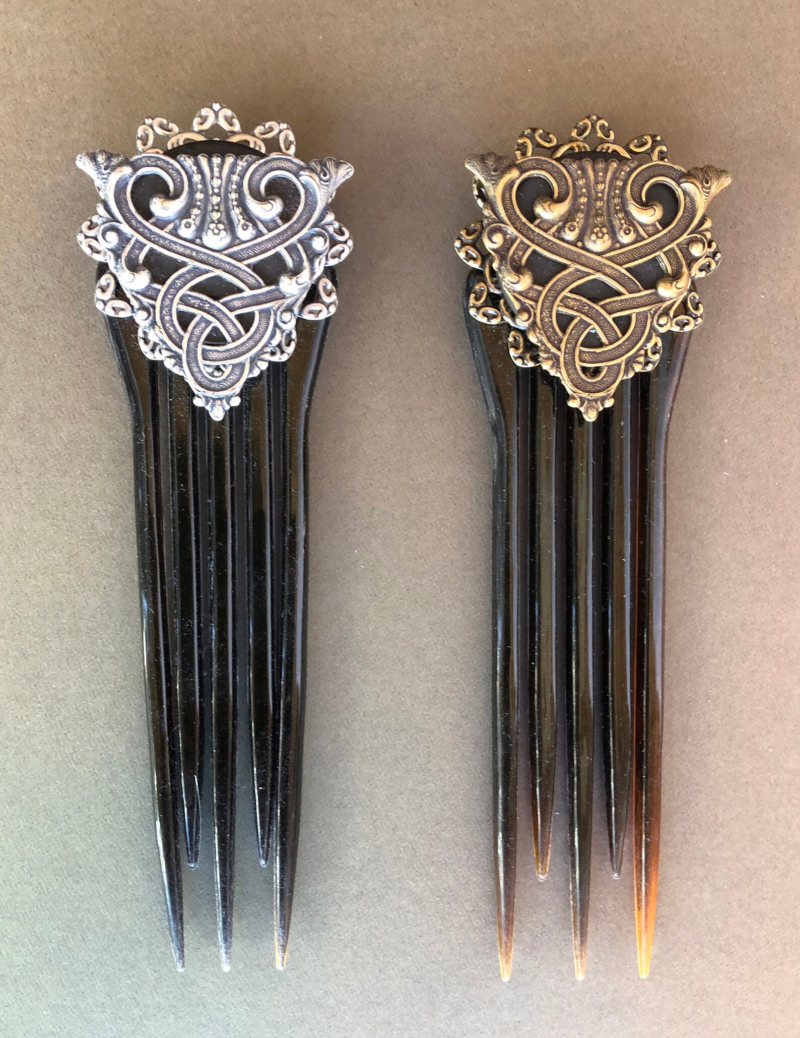 Celtic Hair Comb - Silver OR Brass Celtic Triangle - Unique Hair ...