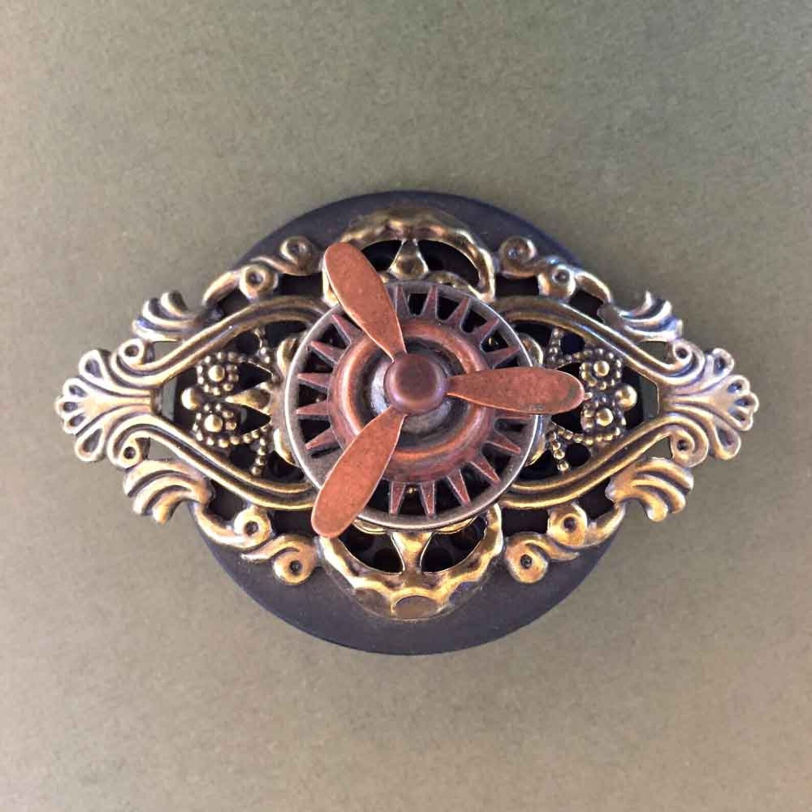 Steampunk Propeller Badge- Steampunk Propeller Pin - Unique Steampunk Pin - Propeller Pin - Hat ...