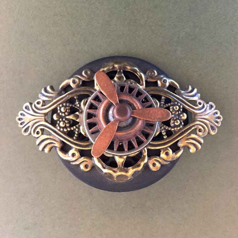 Steampunk Propeller Badge- Steampunk Propeller Pin - Unique Steampunk ...