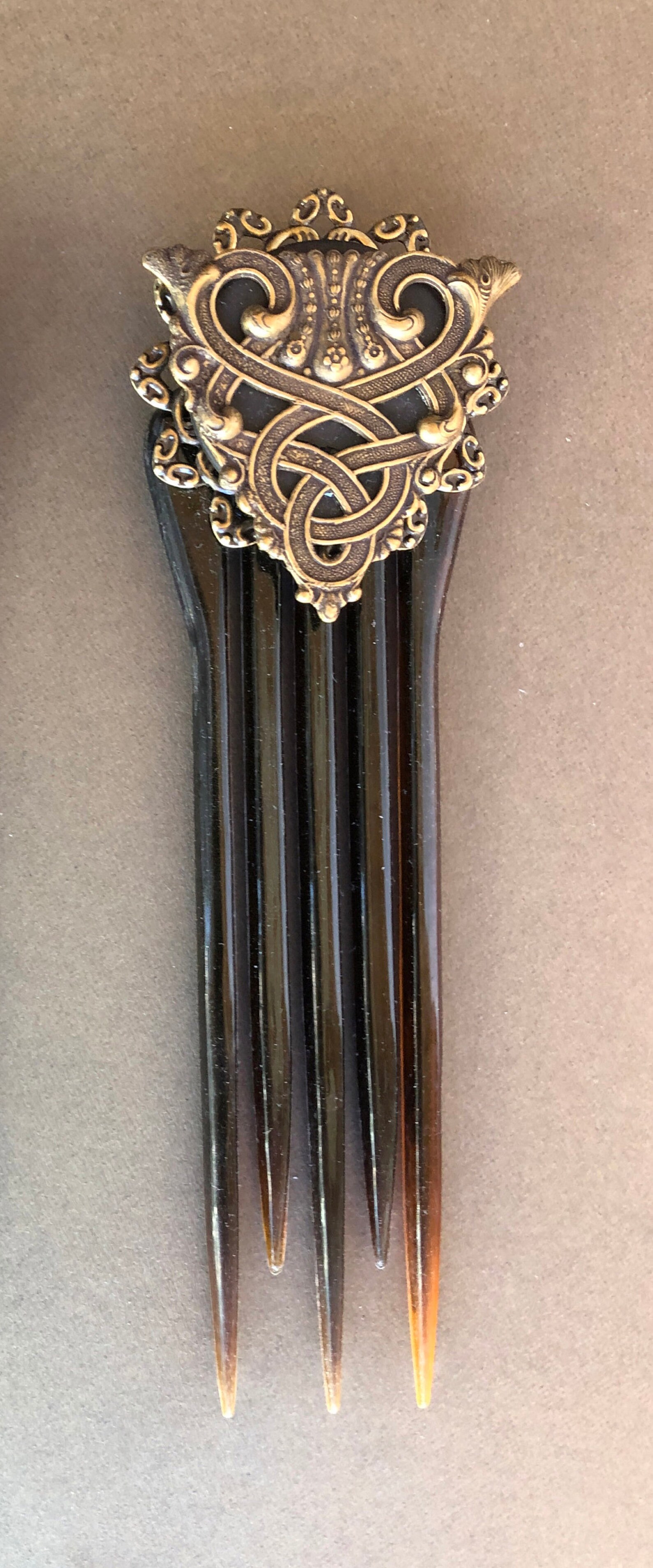 Celtic Hair Comb Silver OR Brass Celtic Triangle Unique | Etsy