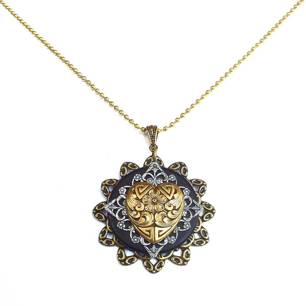 Victorian Heart Necklace - Unique Heart Pendant - Heart Pendant ...